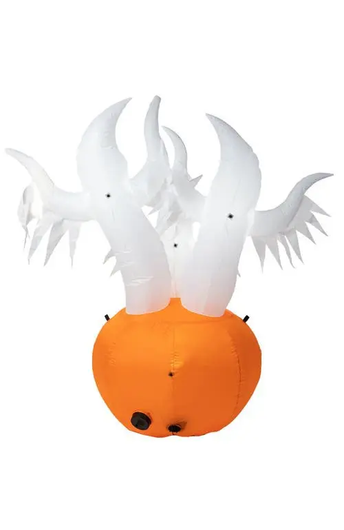 GLITZHOME 6ft Lighted Ghosts In Jack-o-lantern Pumpkin Inflatable Decor