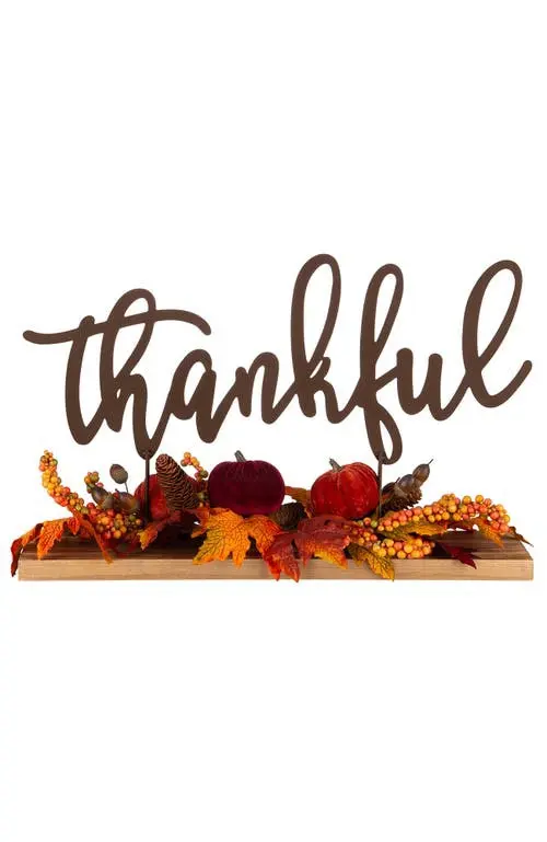 GLITZHOME 24"l Harvest Metal Sign Floral Center Piece