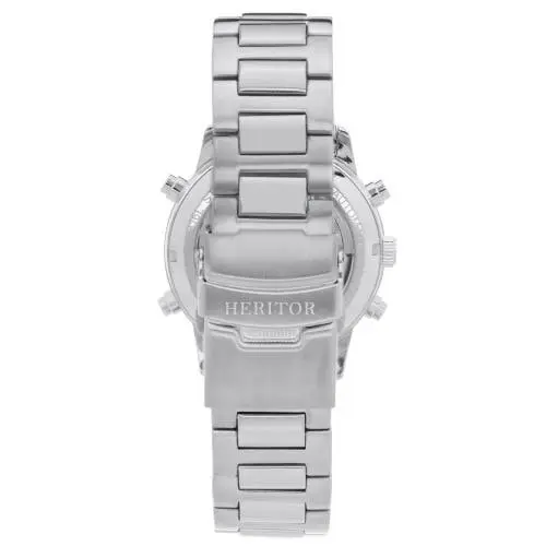 HERITOR AUTOMATIC Wilhelm Day-date Semi Skeleton Automatic Watch W/ Stainless Steel Band - Black
