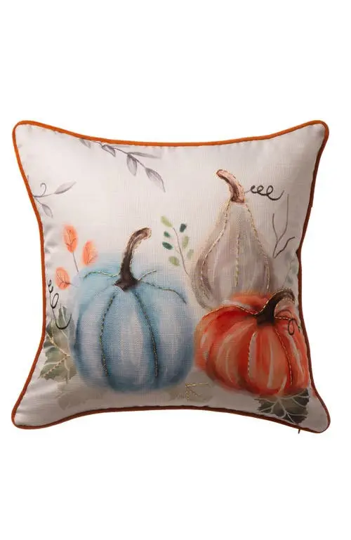 GLITZHOME 20x20 Faux Burlap Pumpkin Pillow Cover - Orange