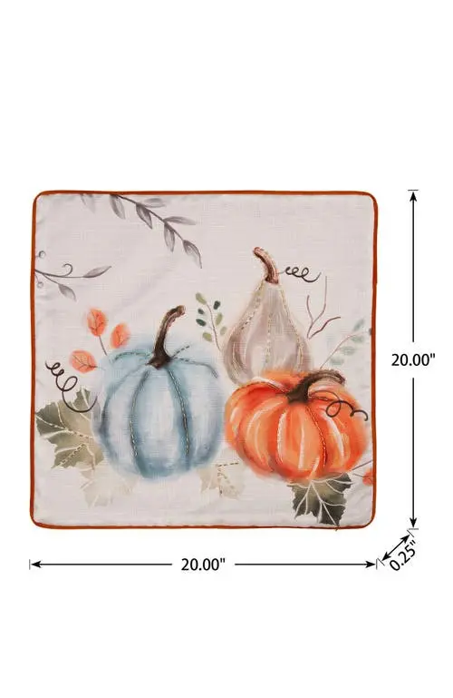 GLITZHOME 20x20 Faux Burlap Pumpkin Pillow Cover