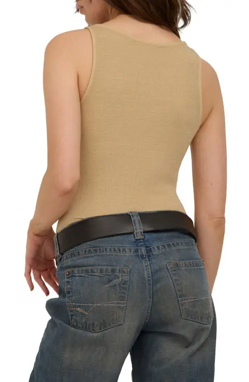 PROJECT SOCIAL T Ribbed Scoop Neck Tank - Camel