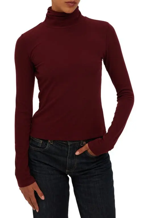 PROJECT SOCIAL T Franklin" Turtleneck Knit Top - Dark Cherry