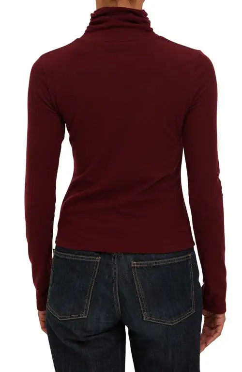 PROJECT SOCIAL T Franklin" Turtleneck Knit Top - Dark Cherry