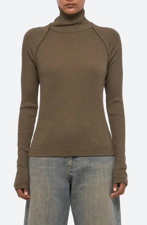 Helmut Lang Layered Rib Turtleneck Top - Kalamata