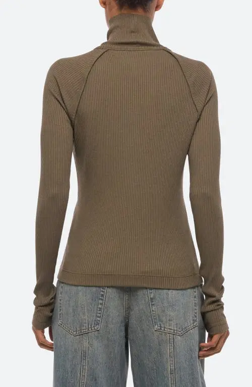 Helmut Lang Layered Rib Turtleneck Top - Kalamata