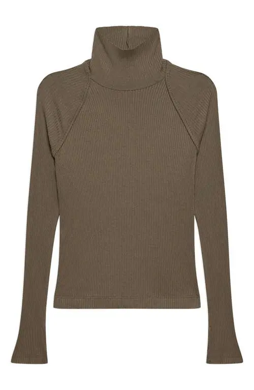Helmut Lang Layered Rib Turtleneck Top - Kalamata