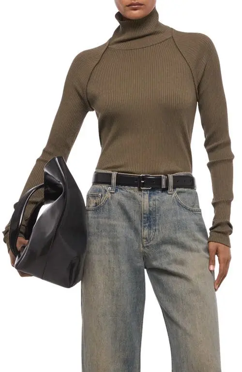 Helmut Lang Layered Rib Turtleneck Top - Truffle