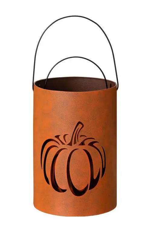 GLITZHOME Set 2 Of Metal Cutout Pumpkin Bucket