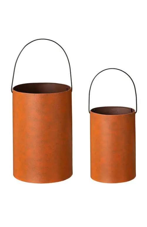 GLITZHOME Set 2 Of Metal Cutout Pumpkin Bucket