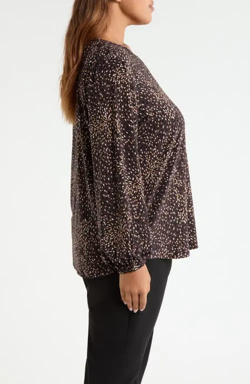 Anne Klein Dot Print Keyhole Top