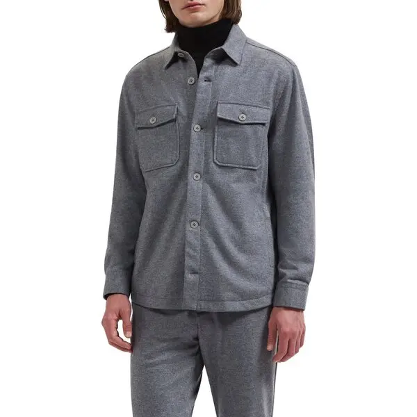 Bugatchi Wool Blend Shirt Jacket - Cement