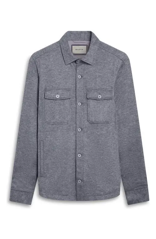 Bugatchi Wool Blend Shirt Jacket - Cement