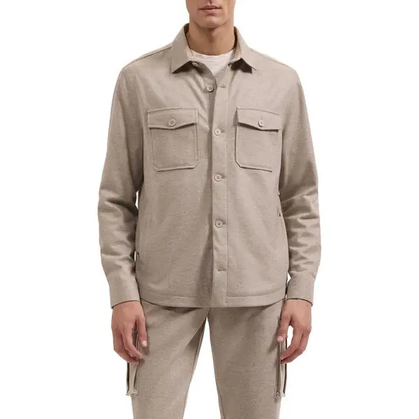 Bugatchi Wool Blend Shirt Jacket - Limestone