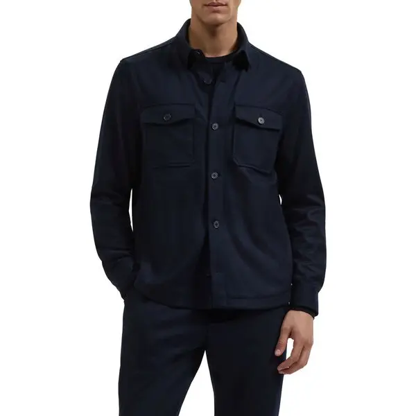 Bugatchi Wool Blend Shirt Jacket - Navy