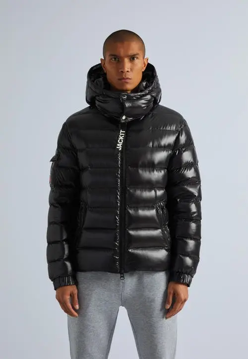 JACK1T Quilted Hooded Puffer Jacket - Black