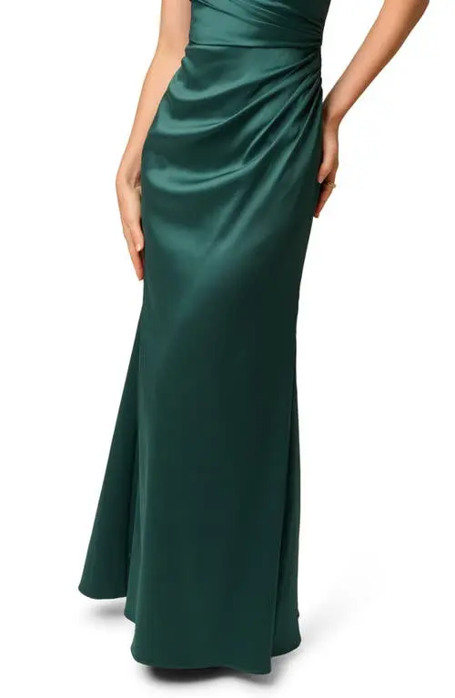 Aidan Mattox One-shoulder Mikado Gown With Draping And Pleats