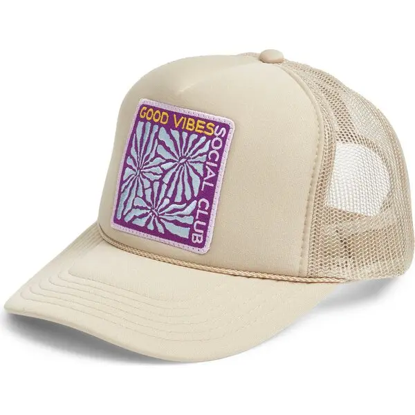 FRIDAY FEELIN’ Good Vibes Social Club Trucker Hat - Tan