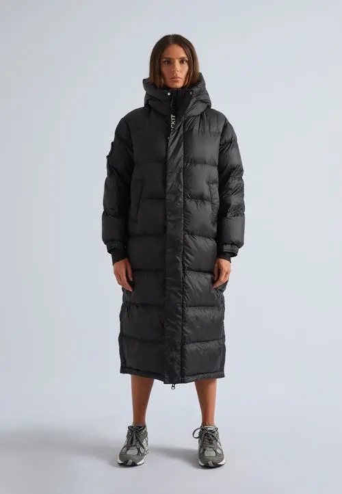 JACK1T Longline Midi Puffer Coat - Black