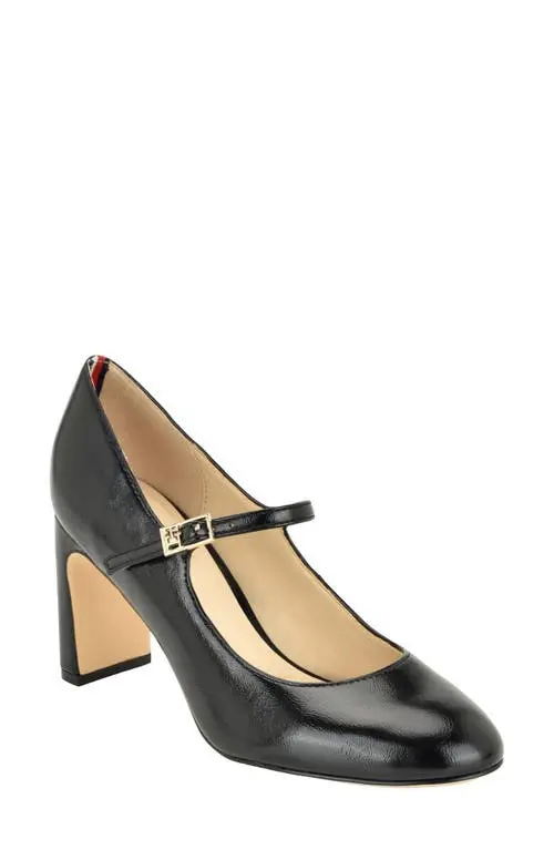 Tommy Hilfiger Sloane Faux Leather Block Heel Mary Jane Pumps - Black