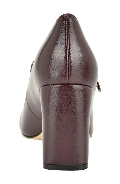 Tommy Hilfiger Sloane Faux Leather Block Heel Mary Jane Pumps - Deep Merlot