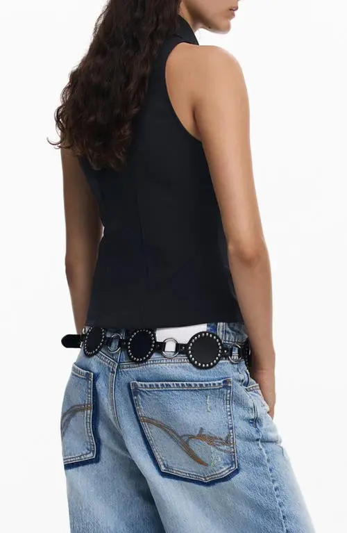 Desigual Pleated Sleeveless Half Zip Top