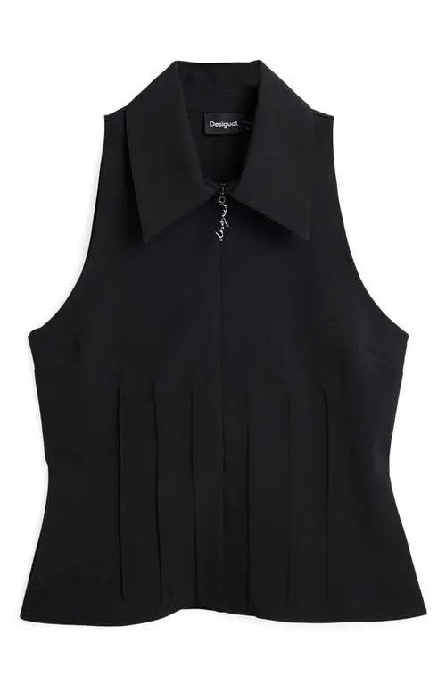 Desigual Pleated Sleeveless Half Zip Top