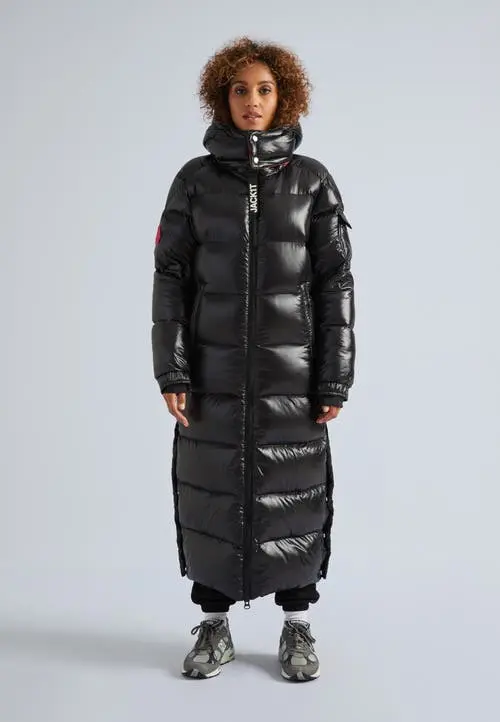 JACK1T High Collar Maxi Puffer Coat - Black