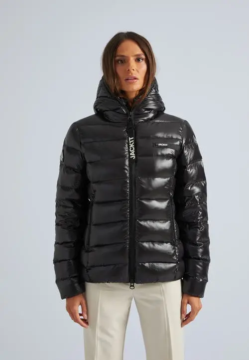 JACK1T Hooded Quilted Puffer Jacket - Black
