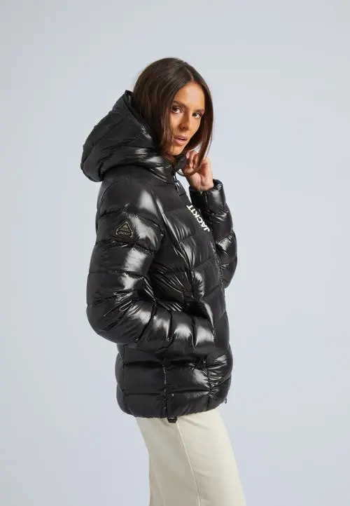 JACK1T Hooded Quilted Puffer Jacket - Black