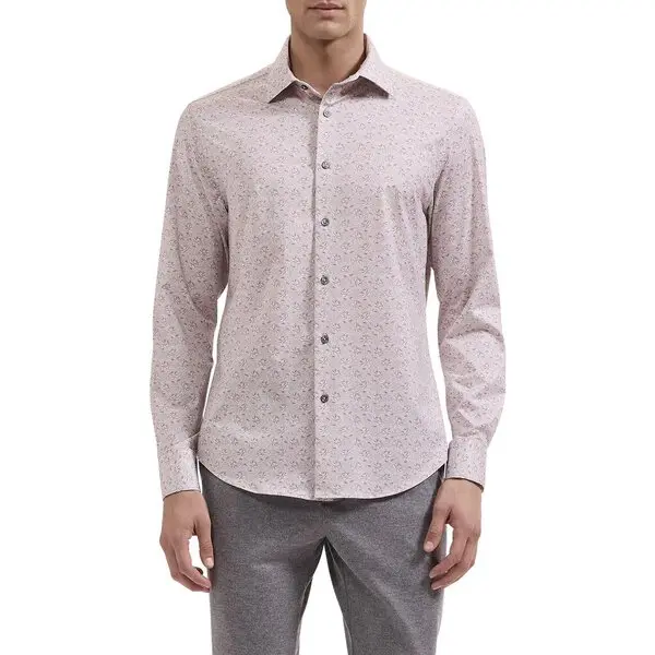 Bugatchi James Ooohcotton® Floral Button-up Shirt - Limestone