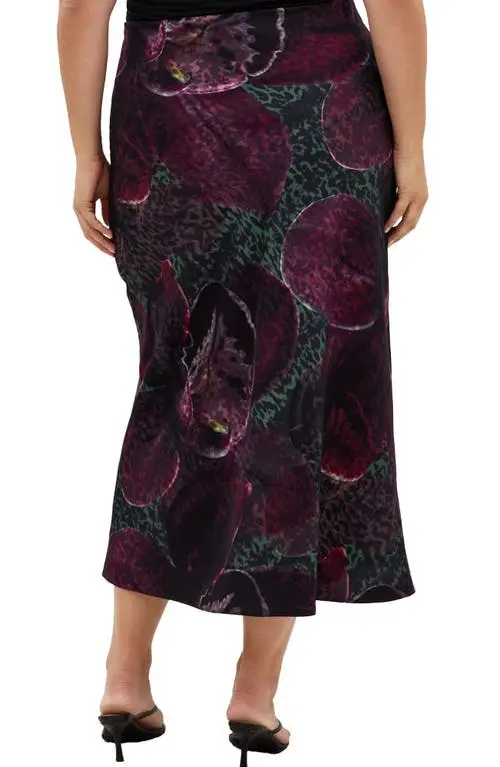 City Chic Sienna Floral Print Midi Skirt