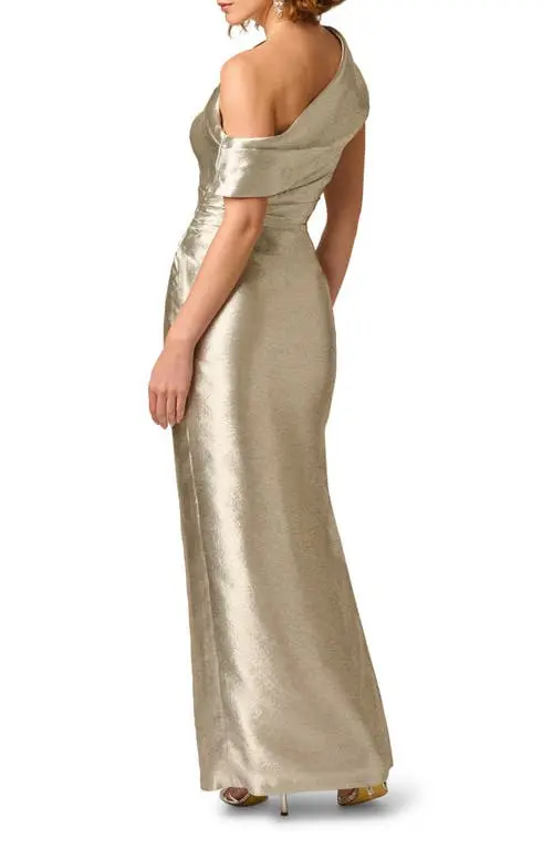 Aidan Mattox One-shoulder Jacquard Gown