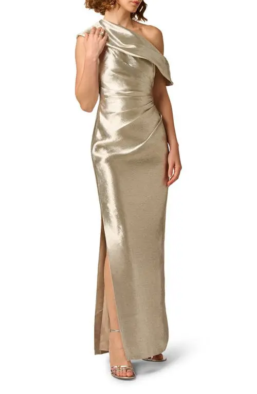 Aidan Mattox One-shoulder Jacquard Gown