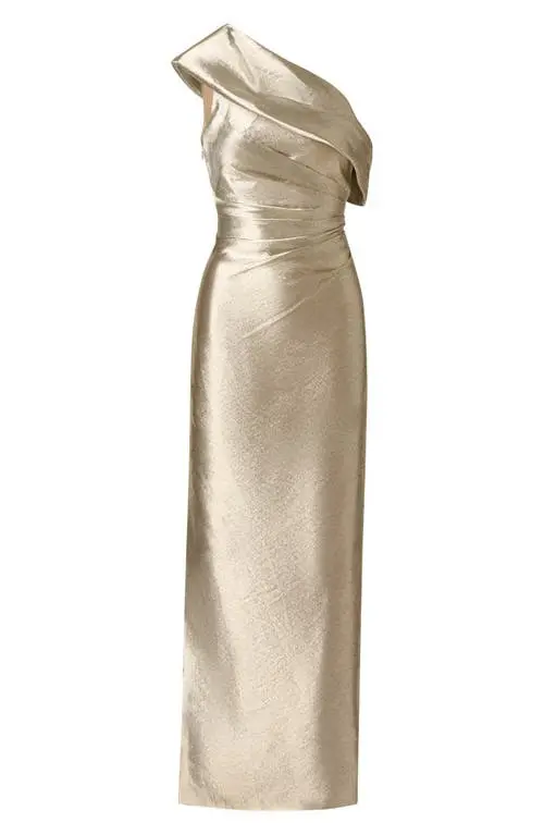Aidan Mattox One-shoulder Jacquard Gown