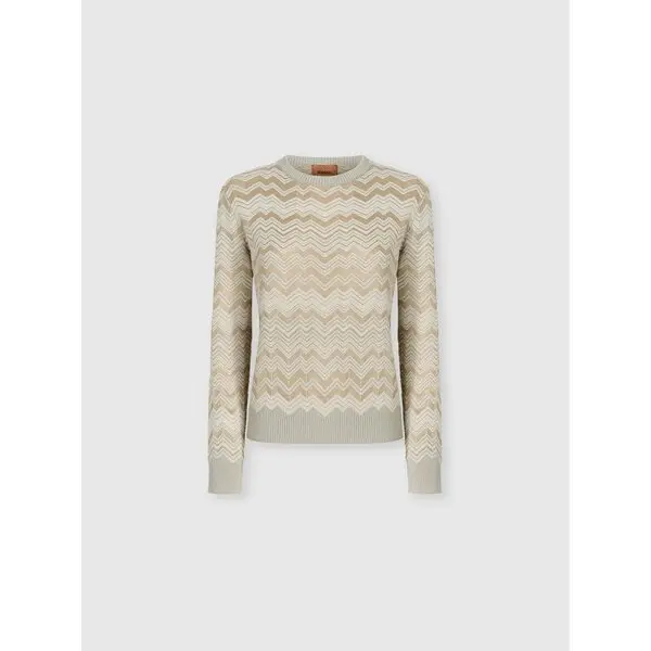 Missoni Zig Zag Viscose And Wool Crewneck Sweater - Beige