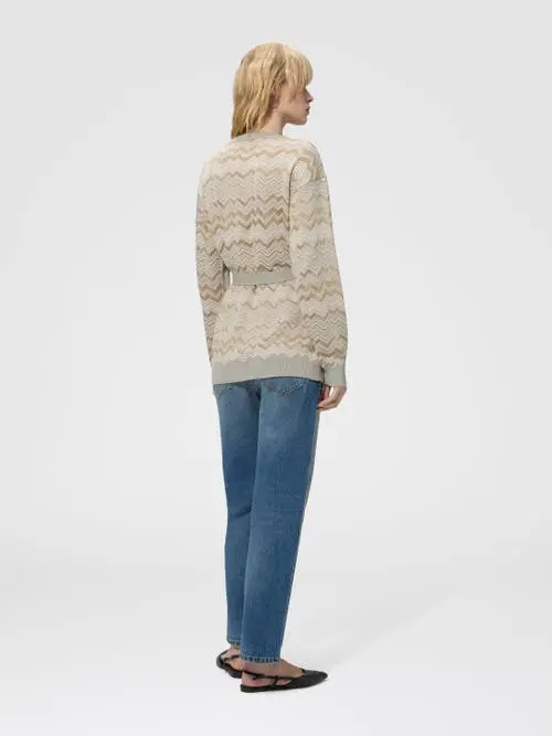 Missoni Zig Zag Viscose And Wool Cardigan With Belt