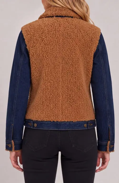 LIVERPOOL Faux Shearling & Denim Jacket
