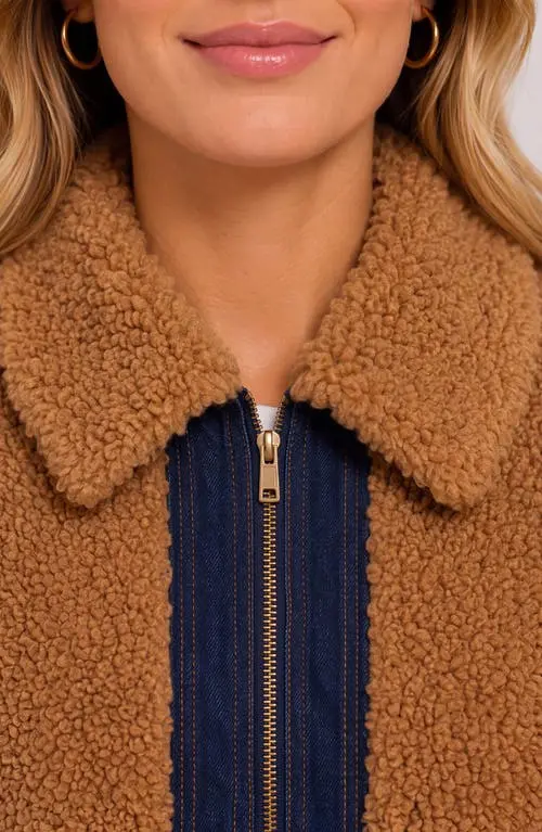 LIVERPOOL Faux Shearling & Denim Jacket
