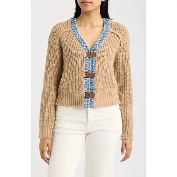 CITY BLUES Denim Trim Cardigan