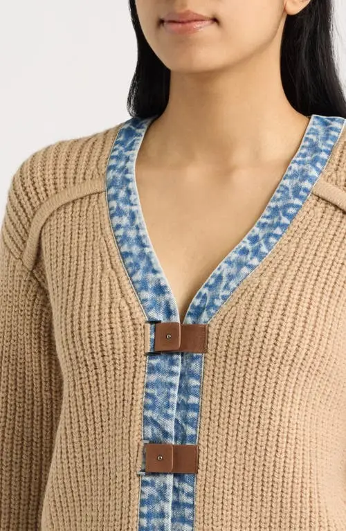 CITY BLUES Denim Trim Cardigan
