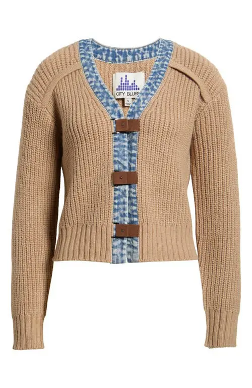 CITY BLUES Denim Trim Cardigan