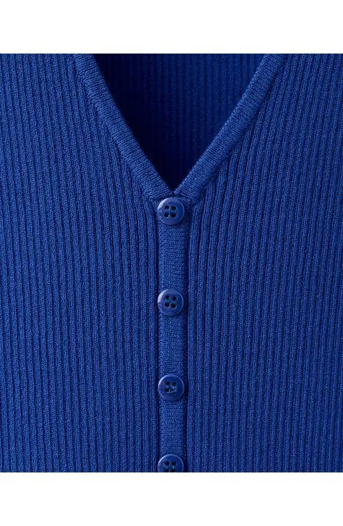 Mango Button Sleeveless Rib Sweater - Vibrant Blue