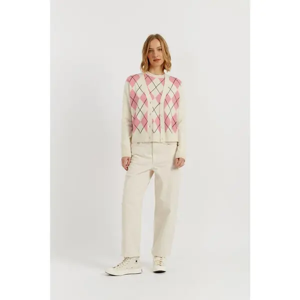 Chinti & Parker Wool-cashmere Diamond Cardigan - Salmon
