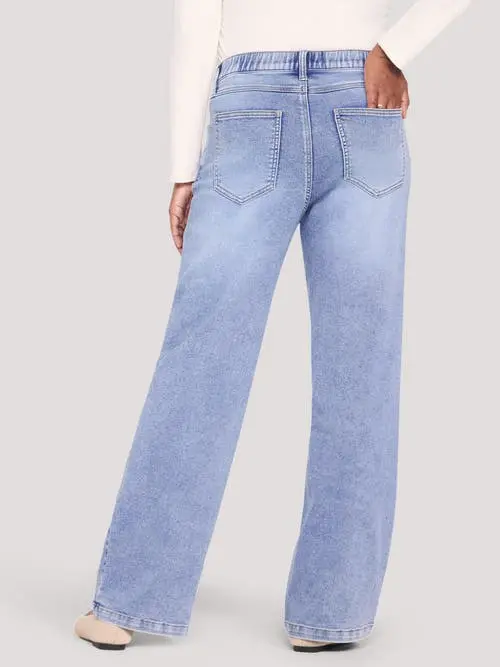 Motherhood Maternity Straight Leg Knit Denim Jeans - Sena Medium Wash