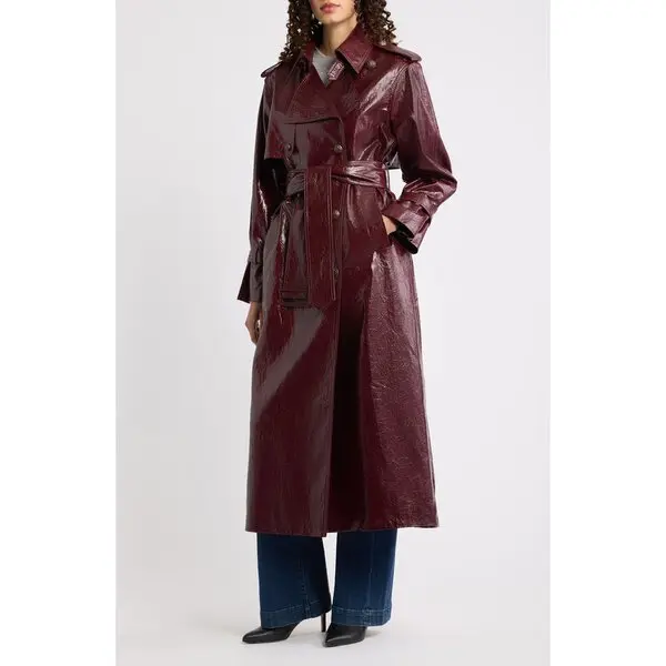 Kobi Halperin Rose Faux Leather Trench Coat - Garnet