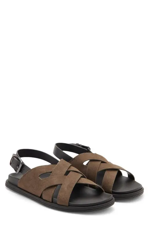 Mango Crisscross Leather Slingback Sandal - Medium Brown