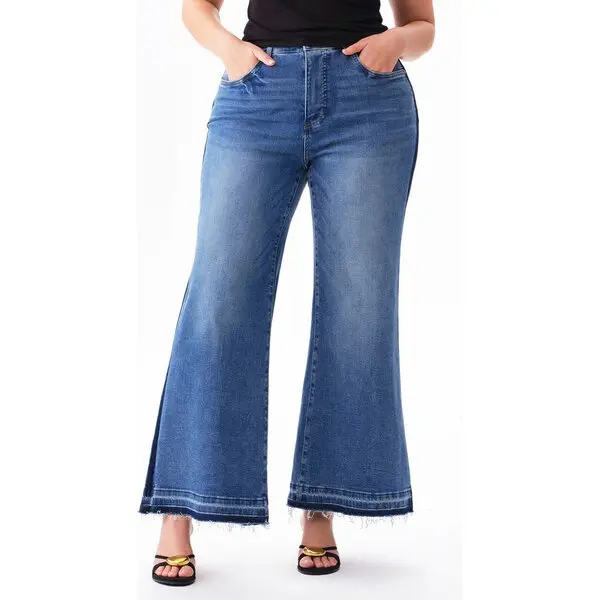 BAYEAS High Waist Raw Hem Wide Leg Jeans