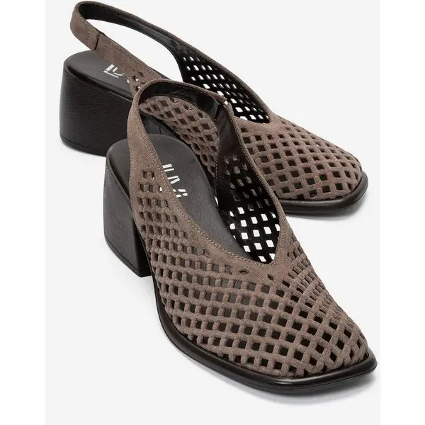 FOREVER & ALWAYS SHOES Monvera Block Heel Leather Slingback Sandal - Mink Suede