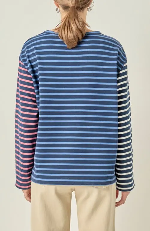 English Factory Mixed Stripe Top